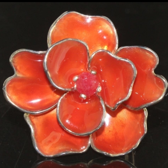 Jewelry | Genuine Ruby Flower Sterling Silver Ring 1 | Poshmark